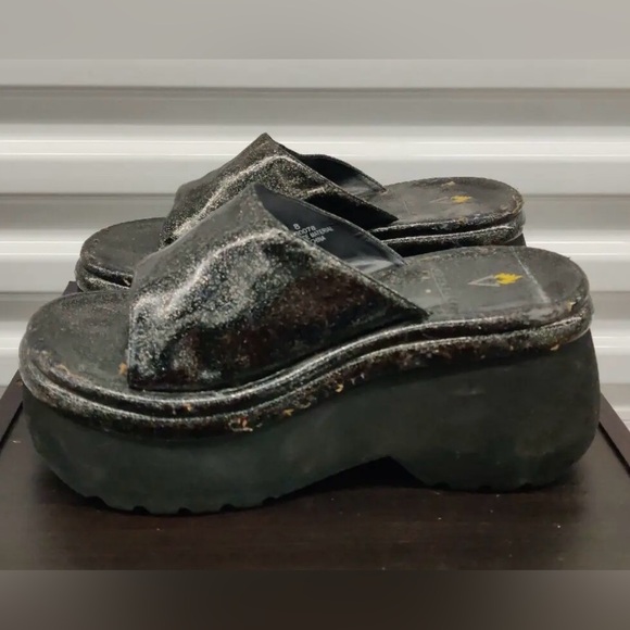 Volatile | Shoes | Vtg Y2k 9s Chunky Platform Black Metallic Sparkle ...